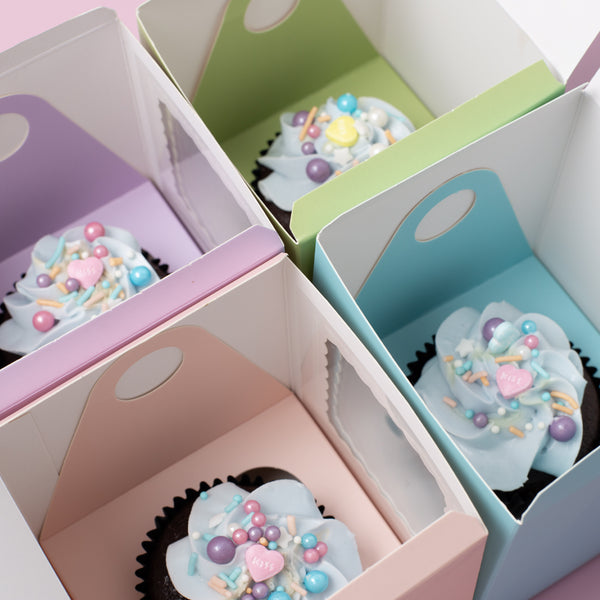 SCALLOPED SINGLE TALL CUPCAKE BOX - PASTEL GREEN 6 PACK | Cake ...