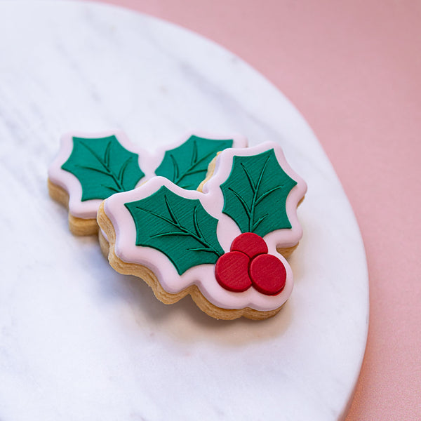Lulu & Stone MINI HOLLY COOKIE STAMP + CUTTER | Cake Decorating Central