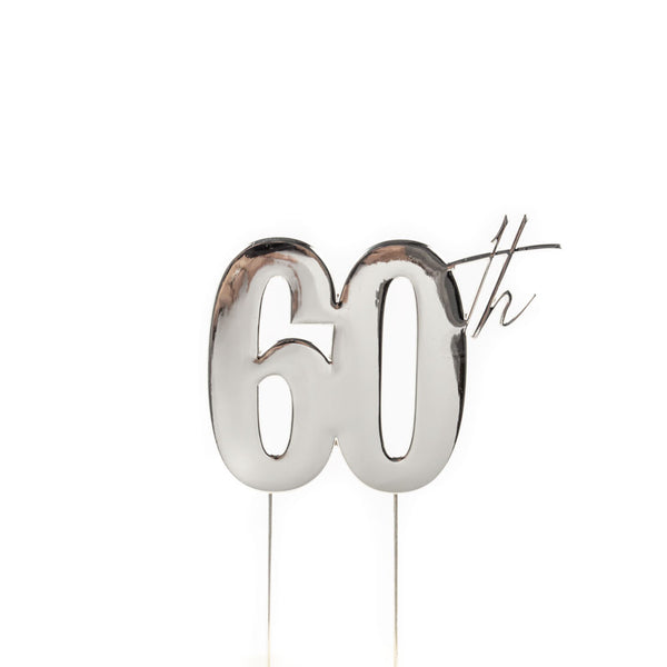 60th Silver Metal Cake Topper | Cake Decorating Central