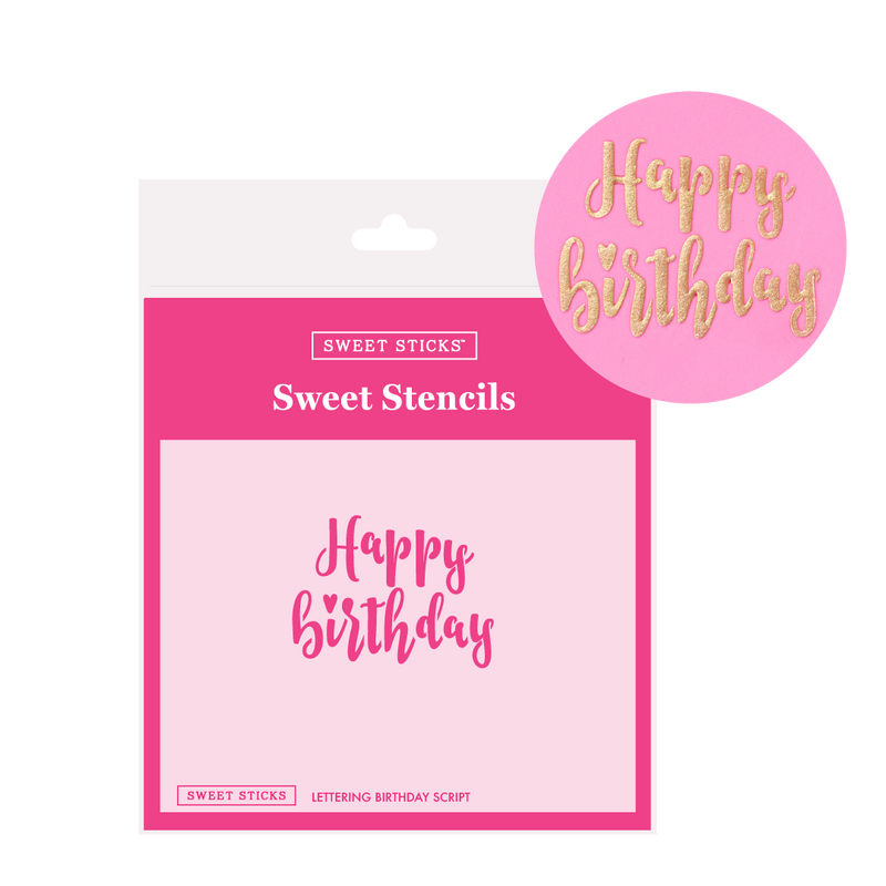 Lettering Birthday Script Sweet Stencil | Cake Decorating Central