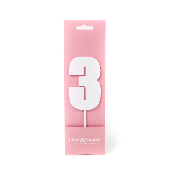 Number 3 White Acrylic Cake Topper | Cake Decorating Central