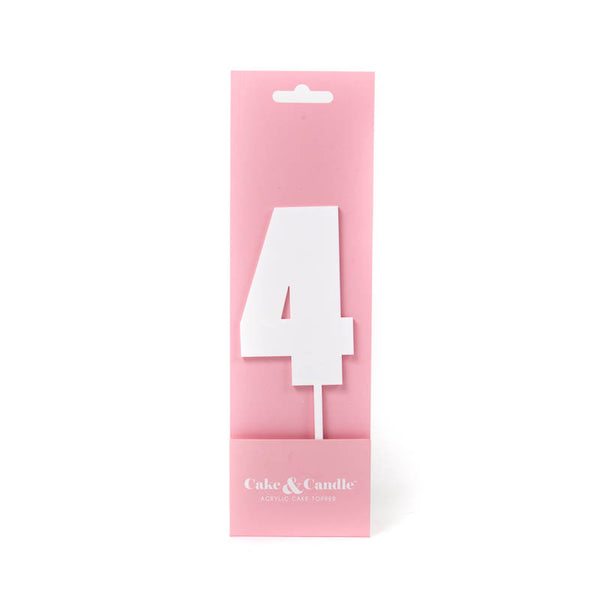 Number 4 White Acrylic Cake Topper | Cake Decorating Central