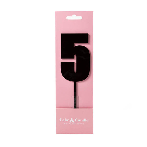 Number 5 Black Acrylic Cake Topper | Cake Decorating Central