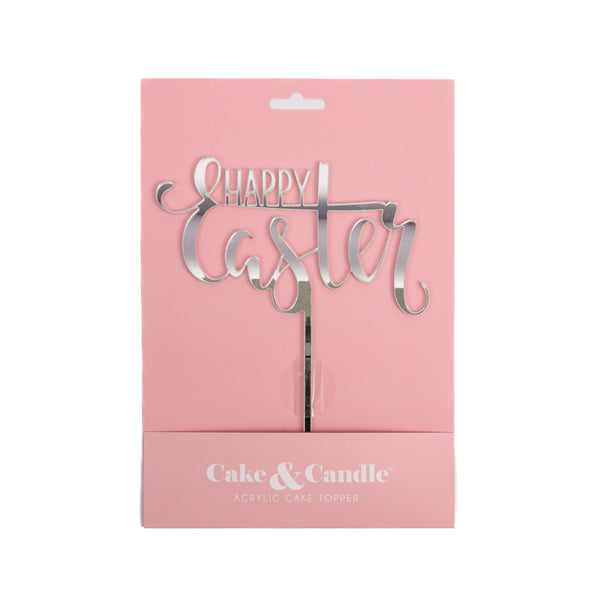 HAPPY EASTER Silver Acrylic Cake Topper | Cake Decorating Central